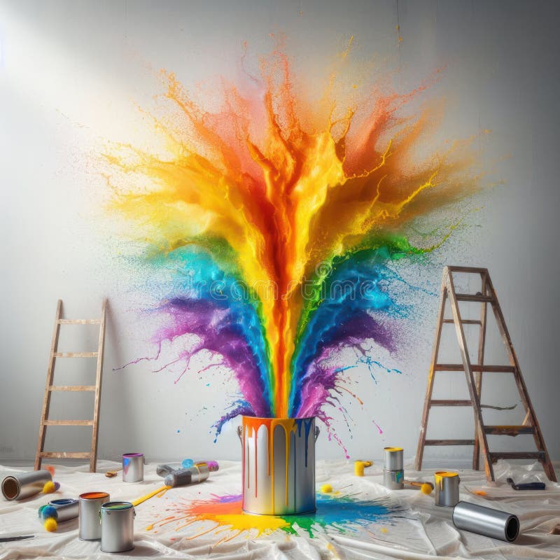 Bright and Colorful Rainbow Paint Explosion Stock Illustration ...