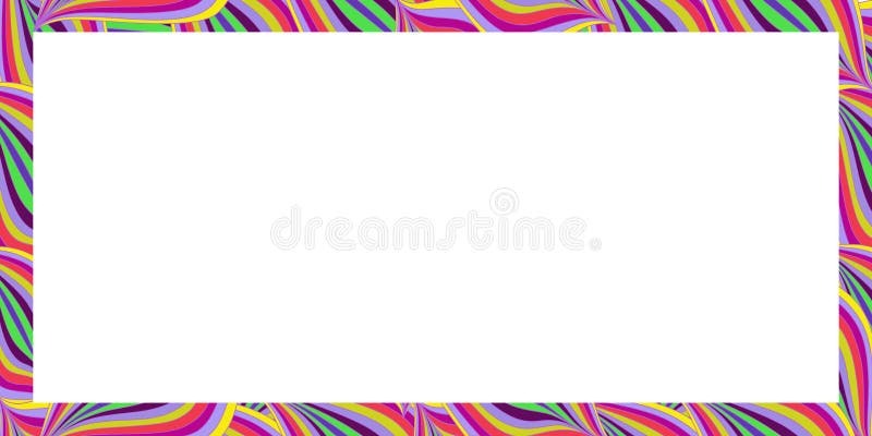 Bright Colorful Rectangle Border. Summer Pattern with Abstract Waves or ...