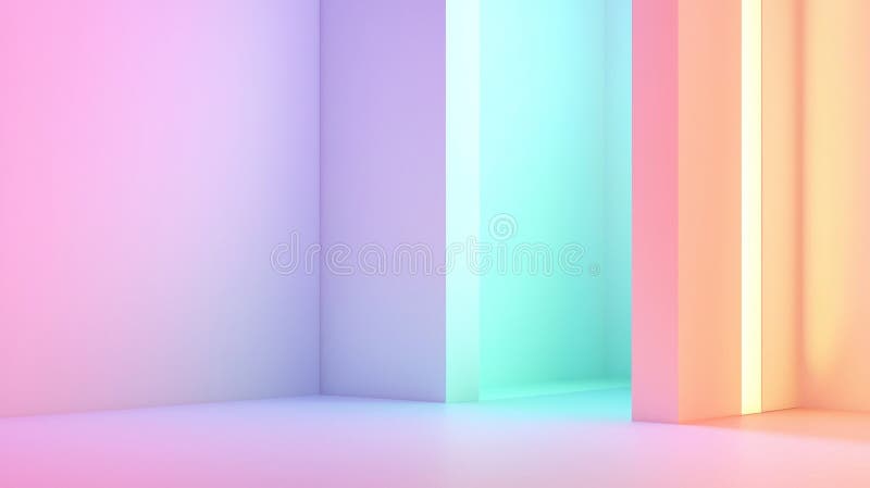 Bright, Colorful Room Corner with Soft Light, Creating a Futuristic ...