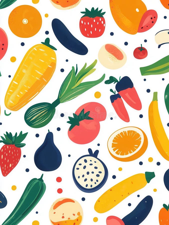 Bright and Colorful Seamless Pattern Featuring Fresh Vegetables and ...