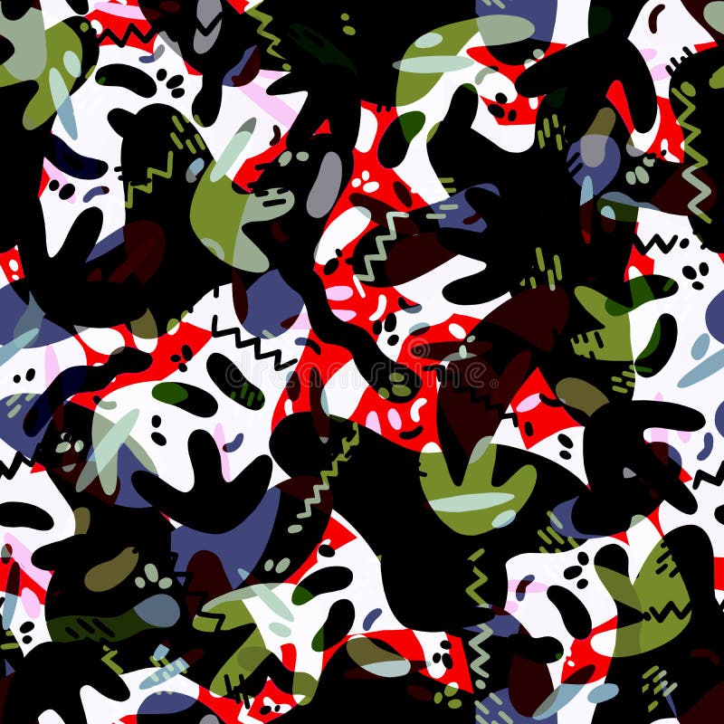 Bright Colorful Seamless Pattern with Mixed Chaotic Geometric Shapes ...