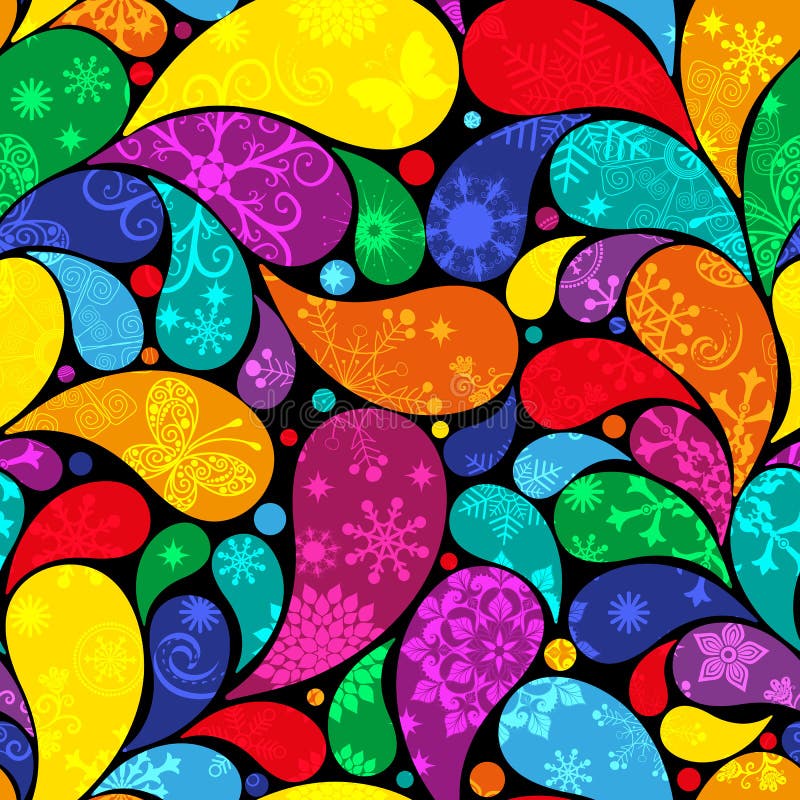 Bright Colorful Seamless Pattern with Paisley and Transparent ...