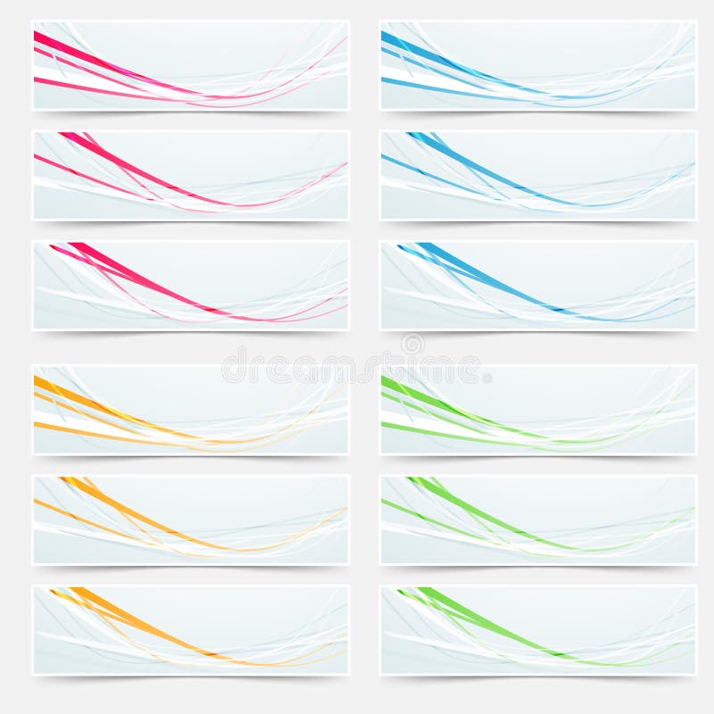 Bright Colorful Speed Line Web Header Footer Set Stock Vector ...