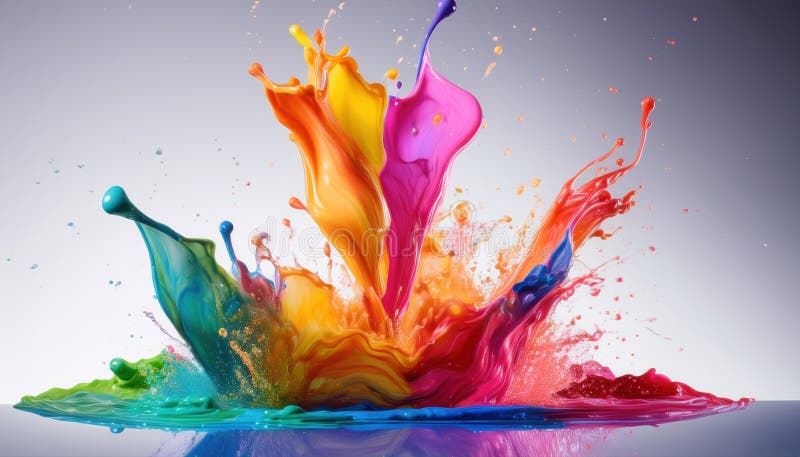 A Bright and Colorful Splash of Paint Dancing Across a White Canvas ...