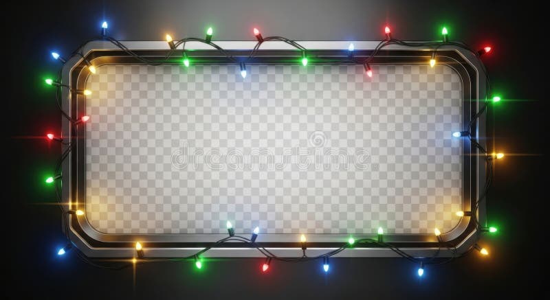Festive String Lights Frame Transparent Overlay for Holiday and Celebration Designs Isolated on ...