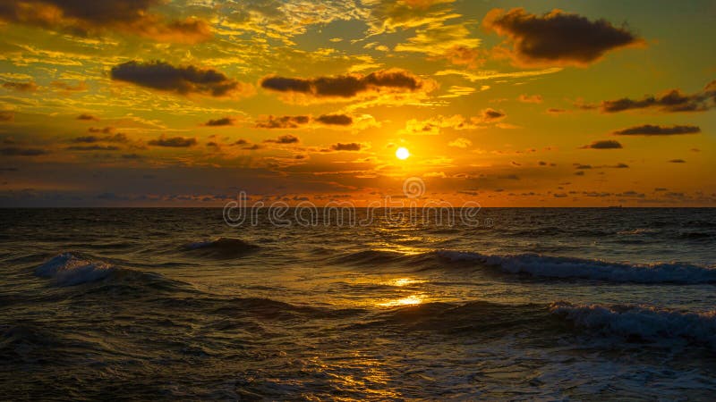 Bright Colorful Sunset in the Open Sea Stock Photo - Image of tranquil ...
