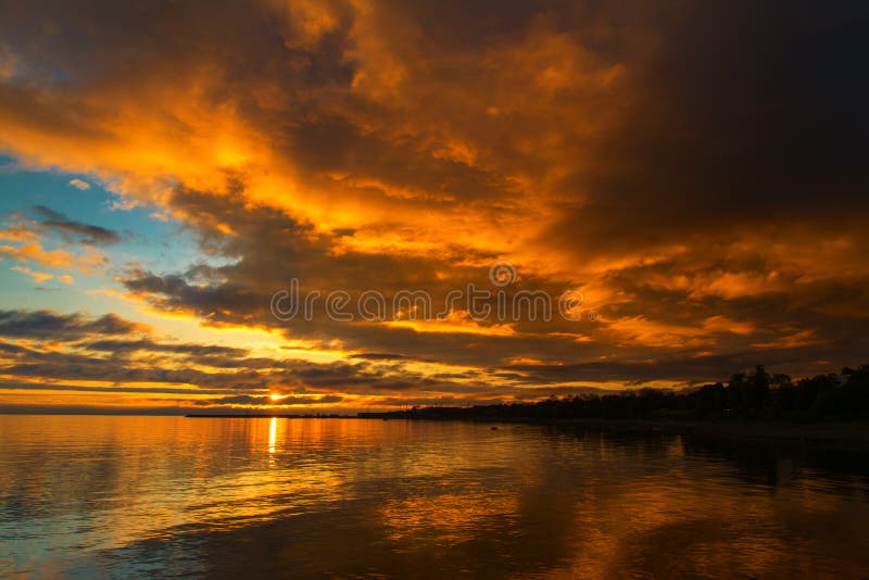 A Bright Colorful Sunset at the Sea Stock Photo - Image of morning ...