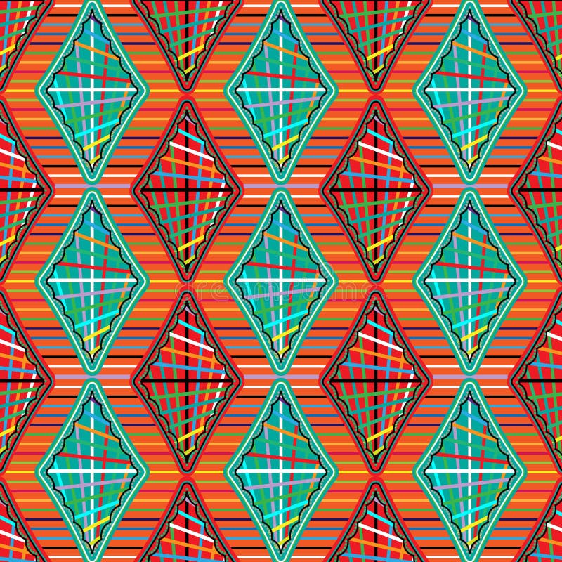 Bright Vivid Red and Blue Floral Symmetrical Repeating Pattern in ...