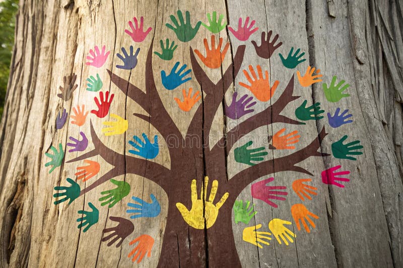 Bright and Colorful Tree Formed from Handprints in a Rainbow Pattern ...