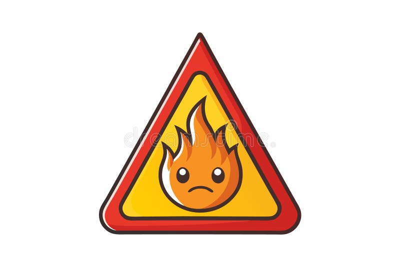 Bright and Colorful Triangular Fire Hazard Warning Signs with Cartoon ...