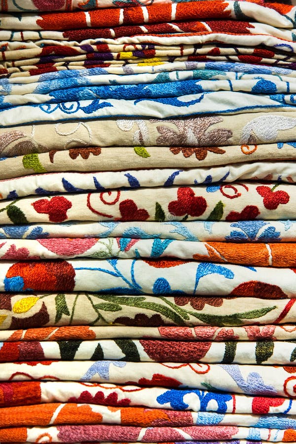 Bright, Colorful Turkish Fabrics, Bedspreads and Kerchiefs with ...