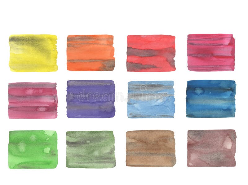Colorful Watercolor Rectangle Isolated Over the White Background Stock ...
