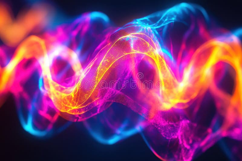 Colorful Light Waves Flowing through a Dark Space Creating Vibrant ...