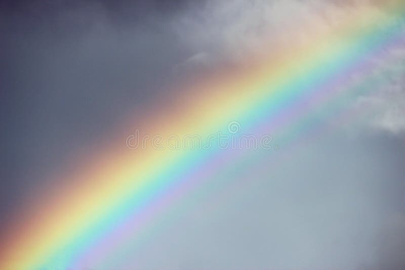 Bright Colorful Wide Rainbow after the Storm in the Gray Sky. Stock ...
