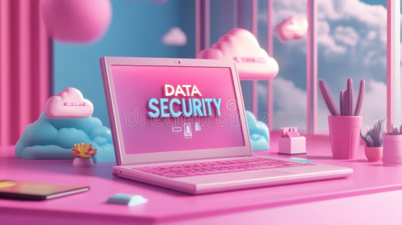Bright and Colorful Workspace Promoting Data Security with a Pink ...