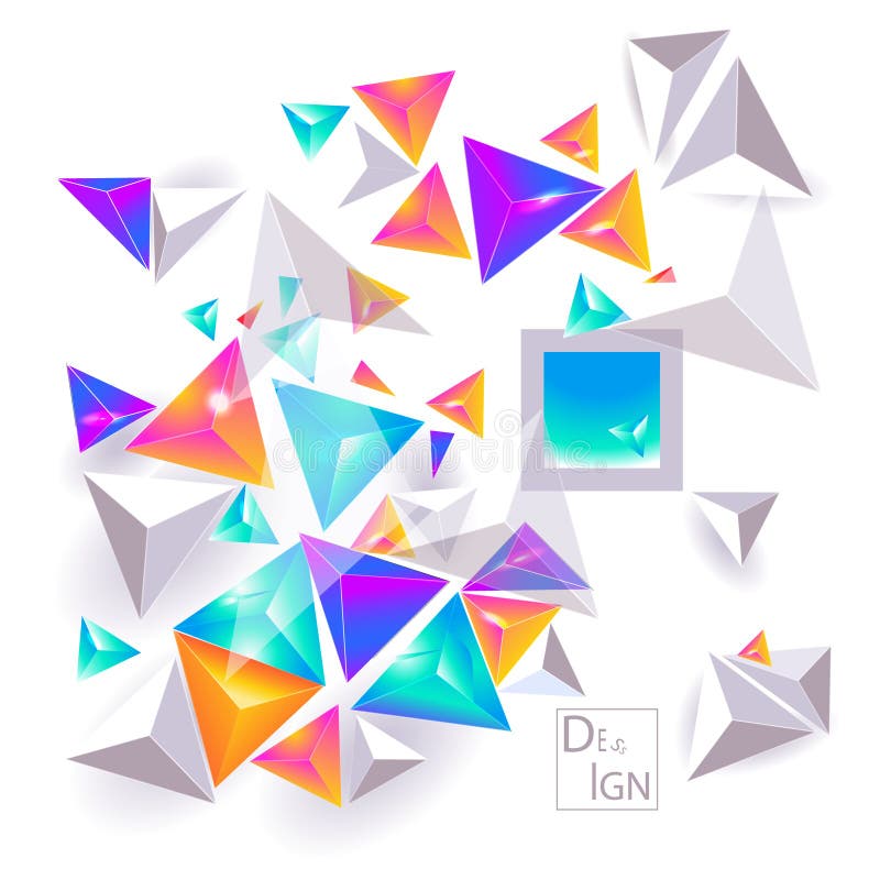 Bright Colors Abstract Geometric Background. Acid Gradient. Piramides ...