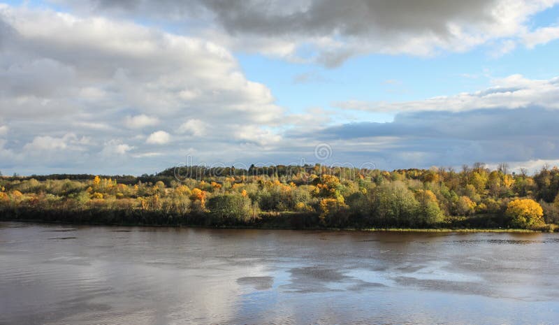 Autumn Forest Behind the River. Stock Image - Image of maple, branch ...