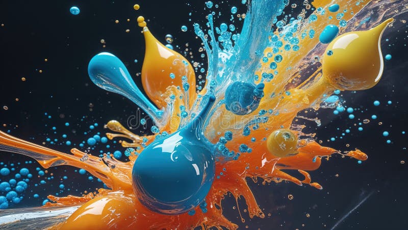 Bright Colors Collide and Explode in an Abstract Display, Forming ...