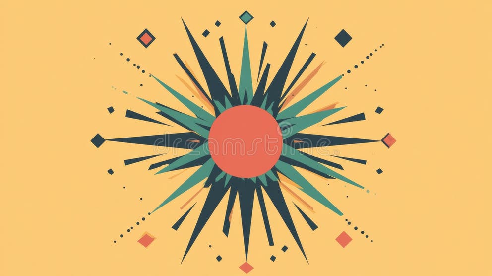 Colorful Geometric Pattern with Sunburst Design and Vibrant Triangular ...