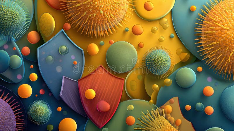 Abstract Representation of a Healthy Immune System with Colorful Shield ...