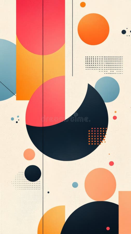Abstract Geometric Design Featuring Colorful Shapes and Patterns with a ...