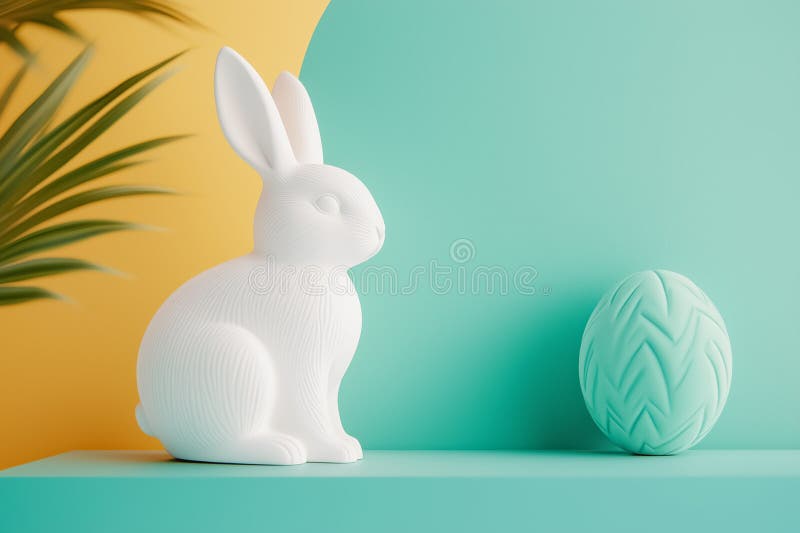 Bright Colors Dominate the Setting, Showcasing a White Rabbit beside a ...