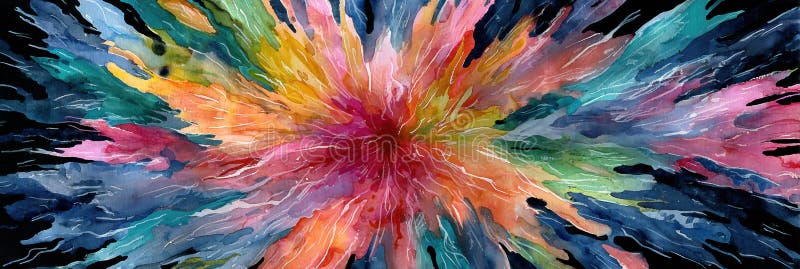 Vibrant Watercolor Burst Resembling an Abstract Flower Explosion on ...