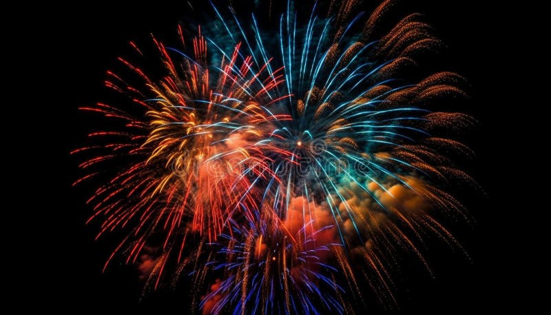 Bright Colors Exploding in Vibrant Firework Display Generated by AI ...