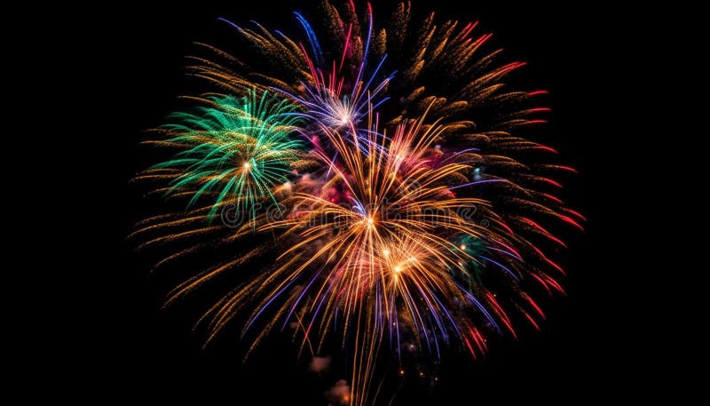 Bright Colors Exploding in Vibrant Firework Display Generated by AI ...