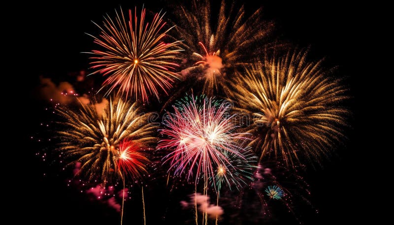 Bright Colors Exploding in Vibrant Firework Display Generated by AI ...