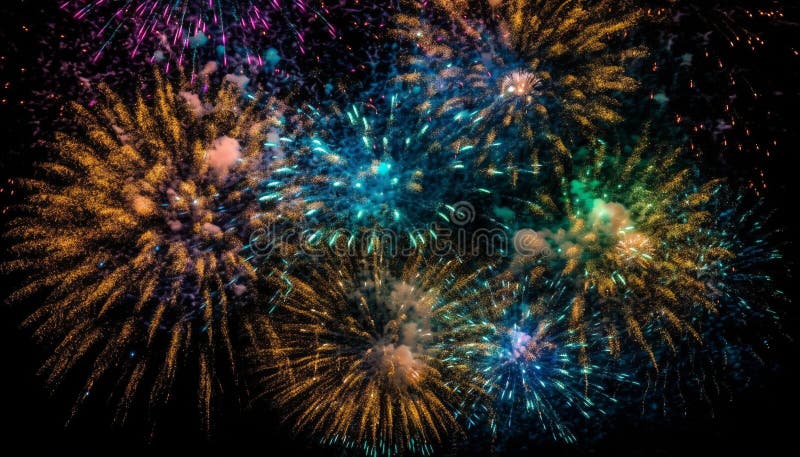 Bright Colors Exploding in Vibrant Firework Display Generated by AI ...