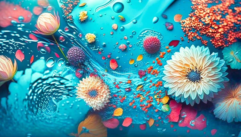 Flower Background Pastel Floral Pattern Top View. Generative AI Stock ...