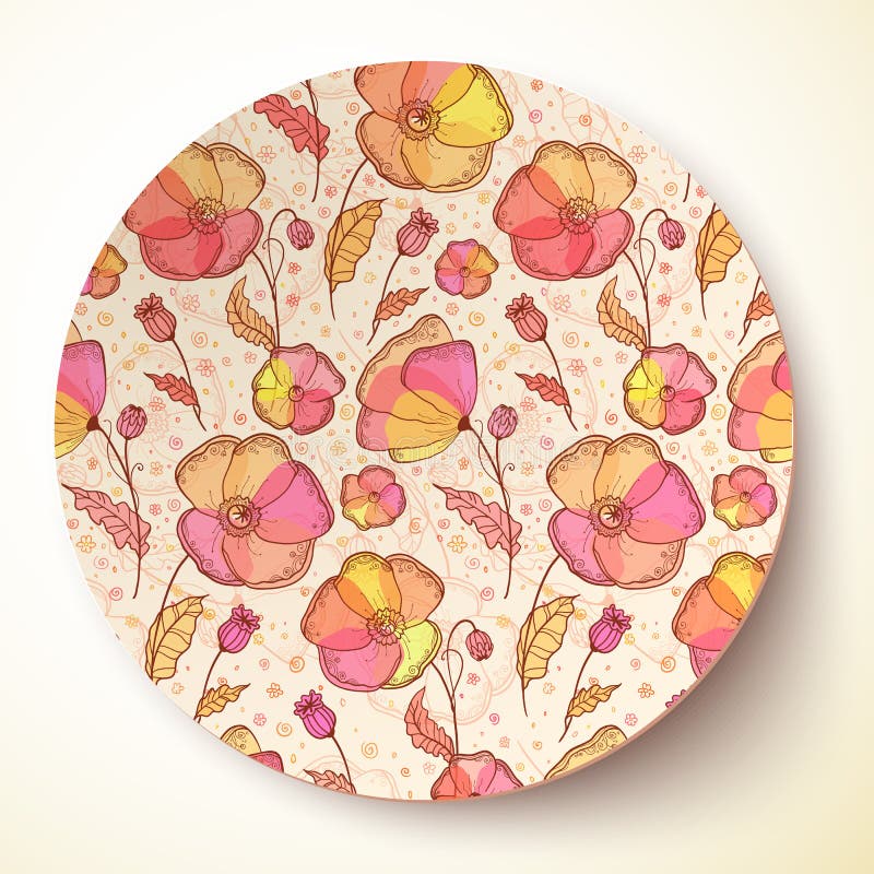 Blue Round Floral Ornament. Pattern Applied To the Ceramic Plate Stock ...