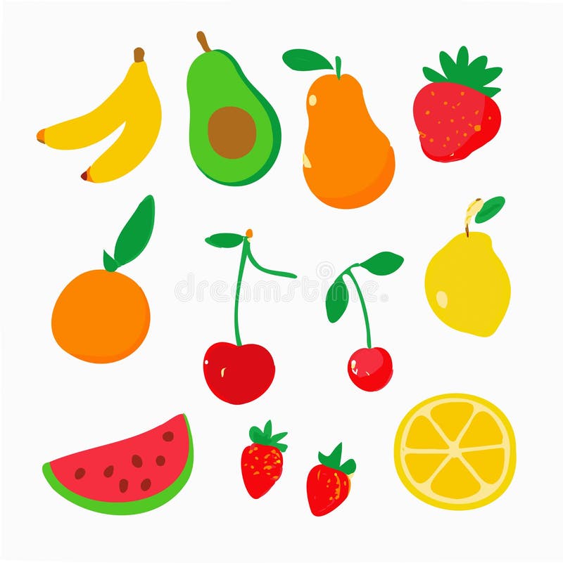 Bright Colors of Fruit Collections. Stock Illustration - Illustration ...