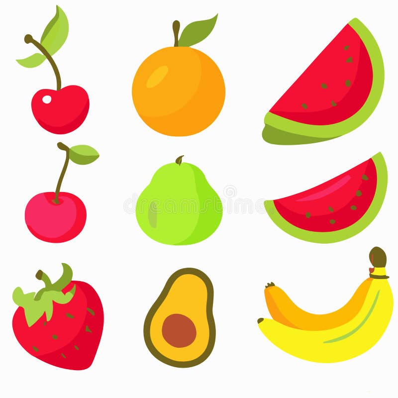 Bright Colors of Fruit Collections. Stock Illustration - Illustration ...
