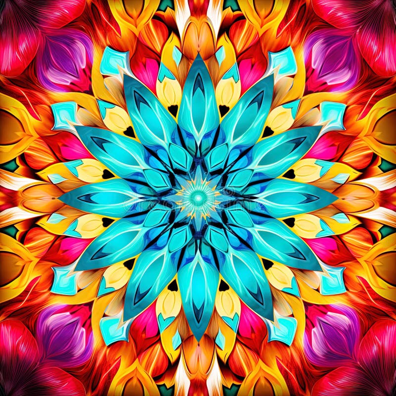 Bright Colors Mix and Create a Kaleidoscopic Pattern in an Abstract ...