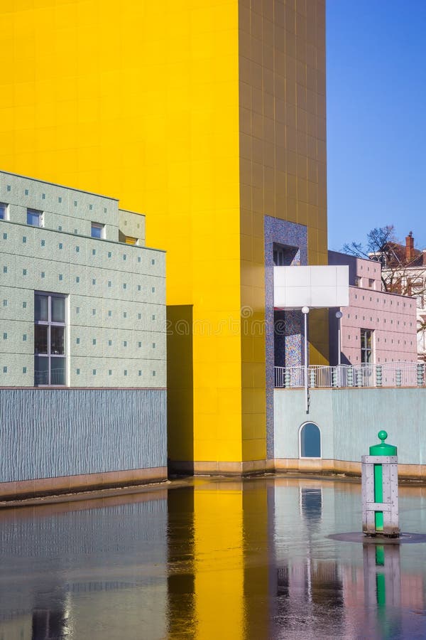 Bright Colors of the Modern Museum Reflected in the Ice in Groningen ...