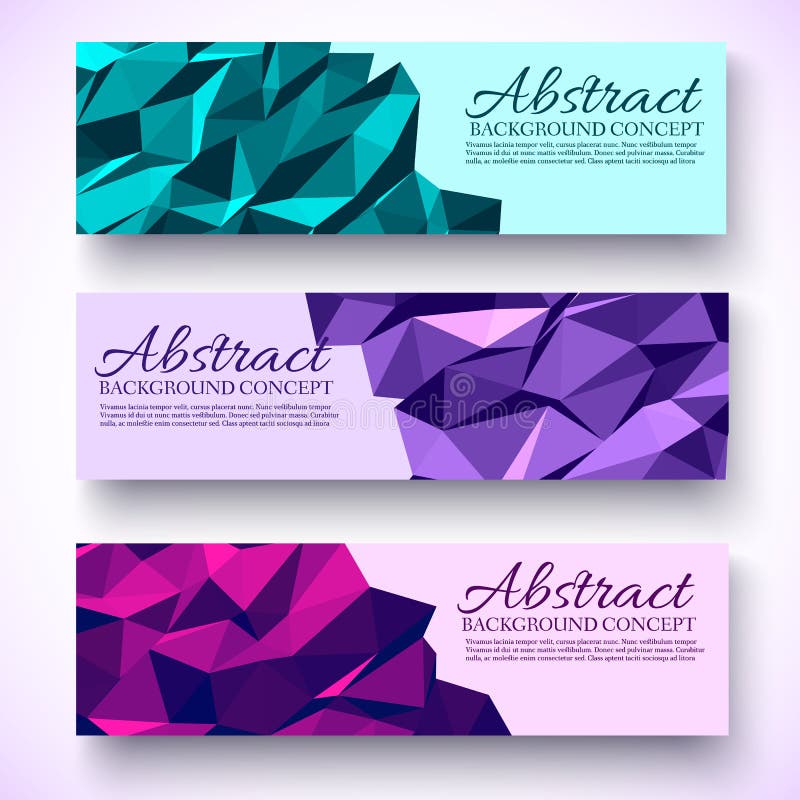 Bright Colors Set Banners Polygonal Low Poly Stock Vector ...
