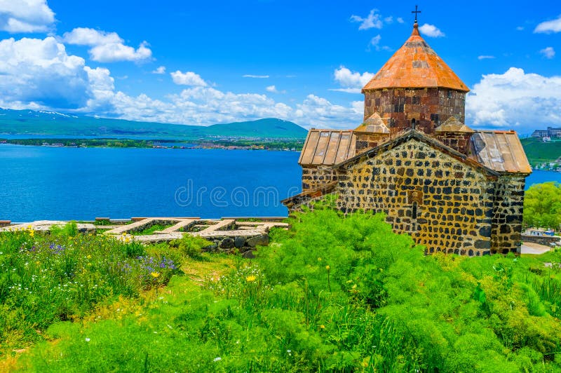 The bright colors of Sevan stock photo. Image of hill - 77585662