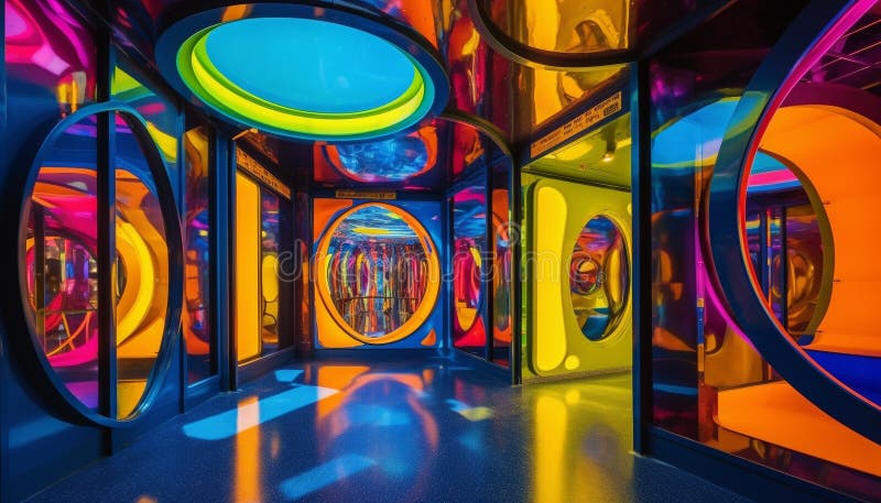 Bright Colors Spinning in Futuristic Nightclub Performance Generated by ...