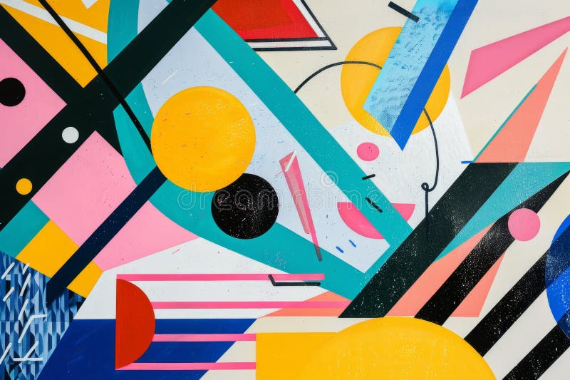 Bright Colors and Various Shapes Fill this Abstract Painting, Creating ...