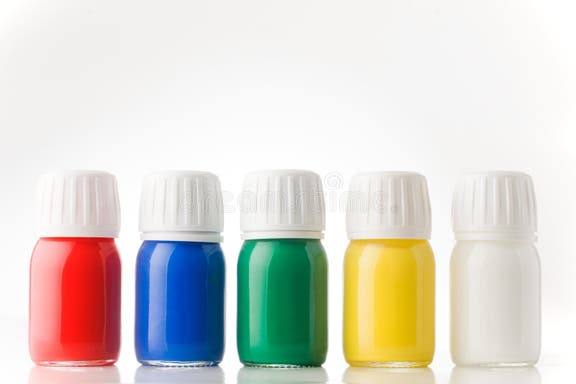 Bright Colour Paint Bottles Stock Image - Image of white, bright: 12774991