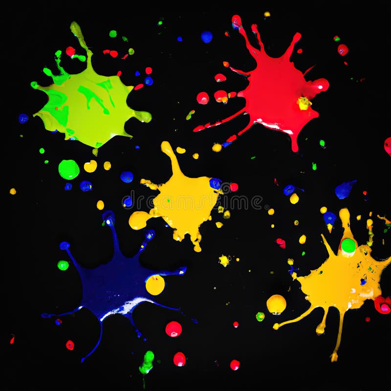 Coloured Paint Splats on a Black Background Stock Illustration ...