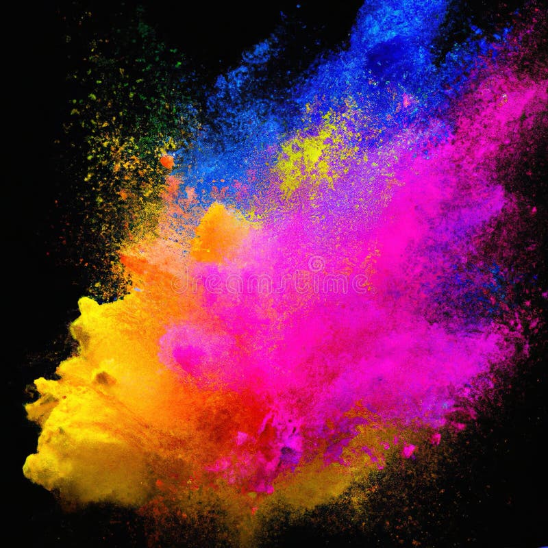 Bright Coloured Powder Explosion on a Black Background Stock ...