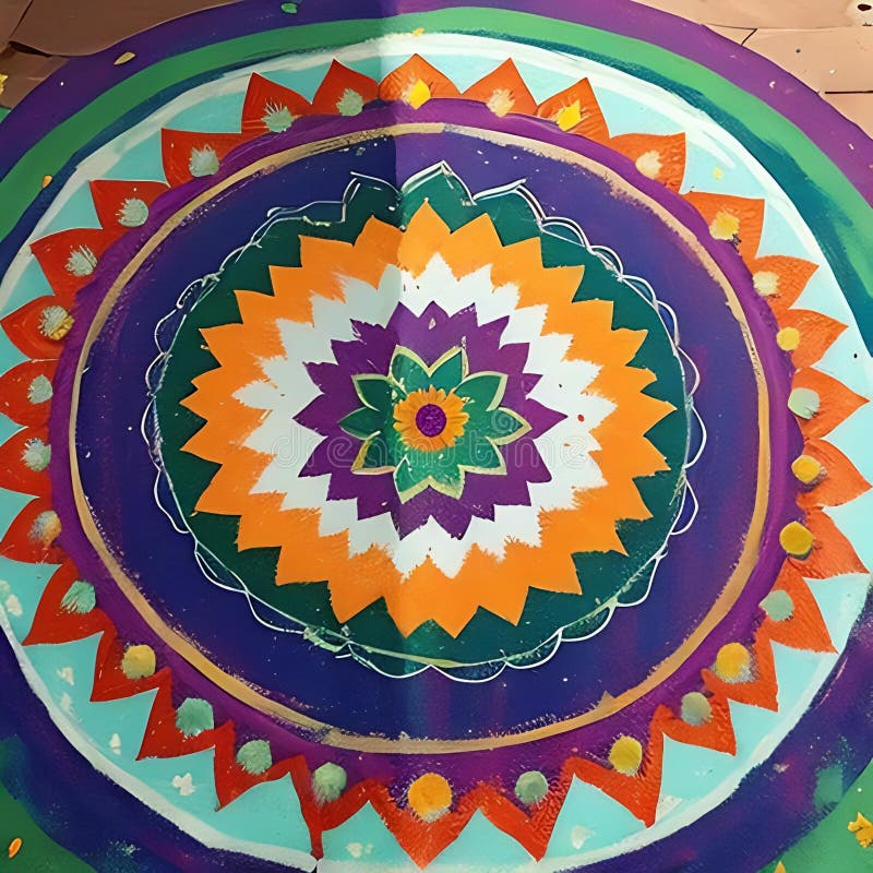 An Bright and Colourful Rangoli Generated through AI Stock Illustration ...