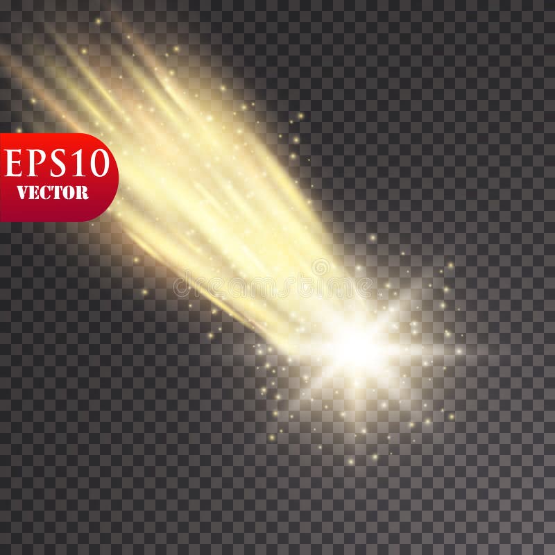 A Bright Comet with . Falling Star. Glow Light Effect Stock Vector ...