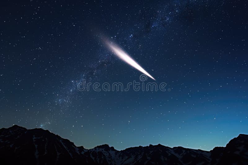 A Bright Comet Flying among Countless Stars in Dark Space Stock Image ...