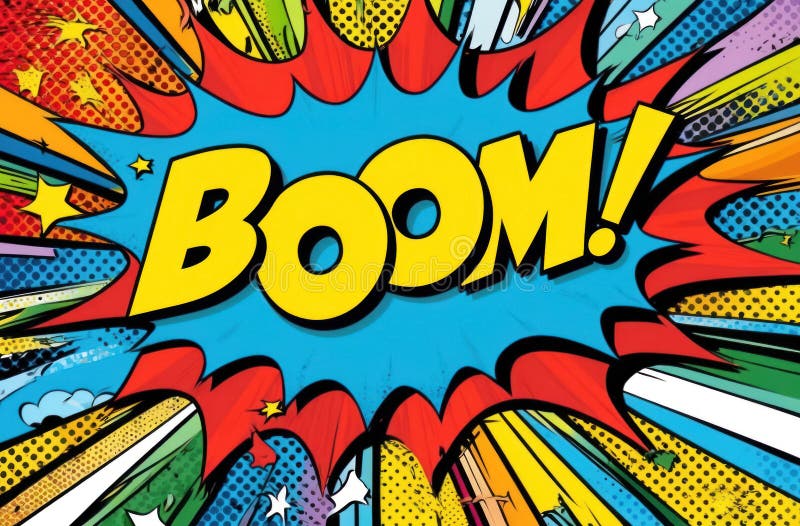 A Bright Comic Background with a "BOOM" Illustration, Creating a ...