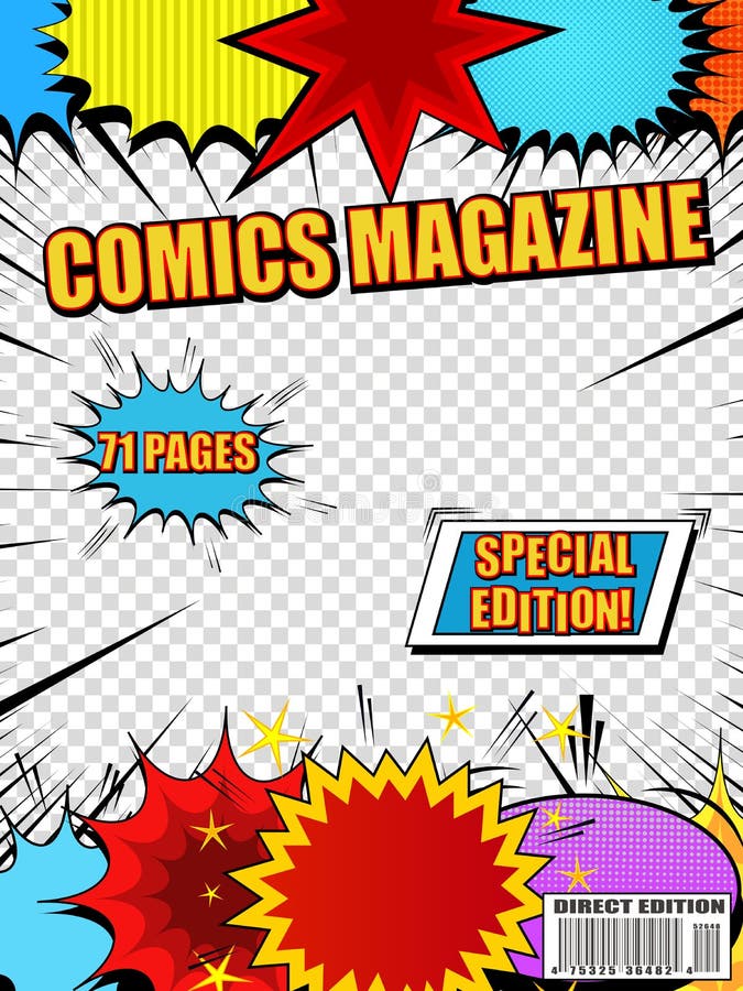 Comic Book Cover. Comics Books Title Page, Funny Superhero Magazine ...