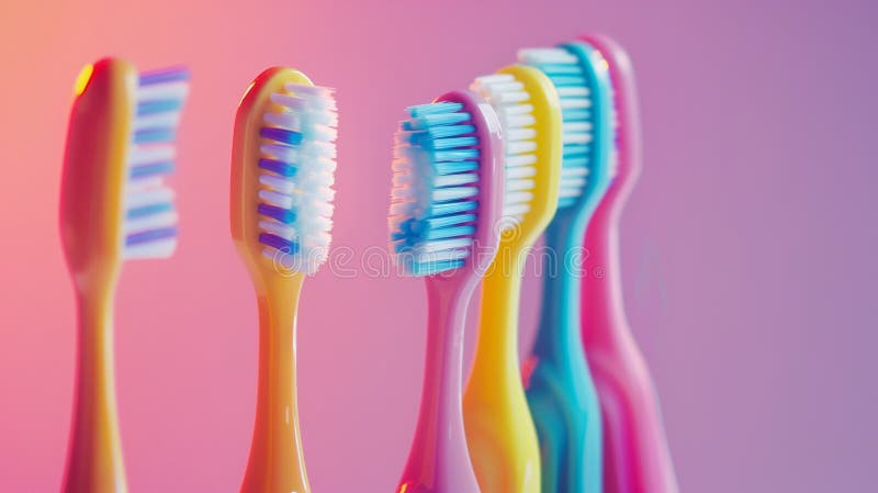 A Bright Composition of Toothbrushes of Different Colors. Stock Image ...